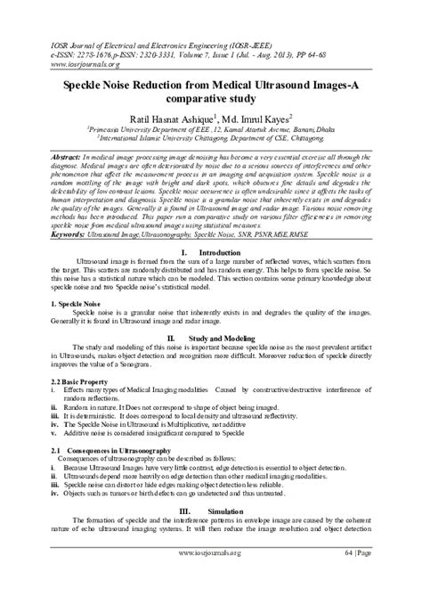 pdf speckle noise reduction from medical ultrasound images a