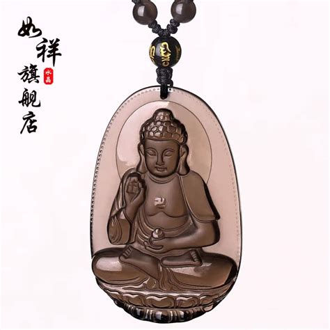 如祥 开光冰种黑曜石阿弥陀佛吊坠 生肖属狗 猪本命佛守护神挂坠 如祥旗舰店