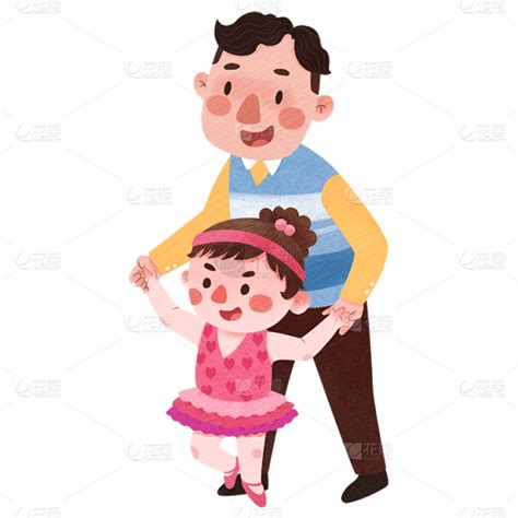 手绘父亲节父亲女儿跳舞节日元素