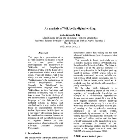 An Analysis Of Wikipedia Digital Writing Acl Anthology