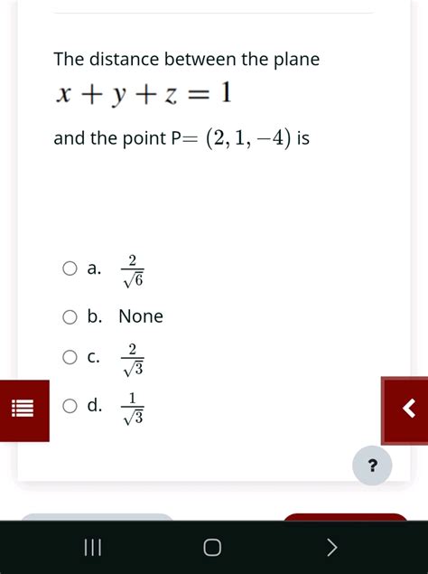 The Distance Between The Plane X Y Z And StudyX