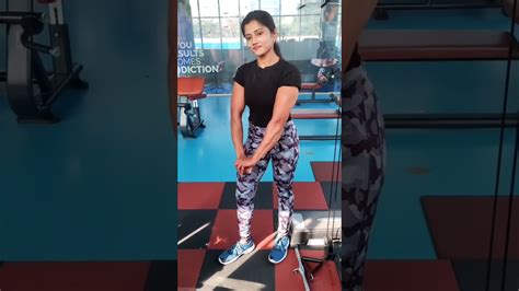 Cute Indian Girl Gym Posing Tricep Biceps Fitness Girl Gym