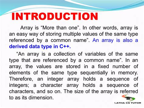 Arrays In C In Tamil Tnscert Syllabus Ppt Pptx Programming