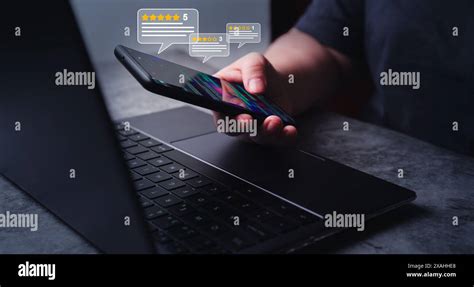 Woman Use Smartphone To Rate Service Experience On Online Application
