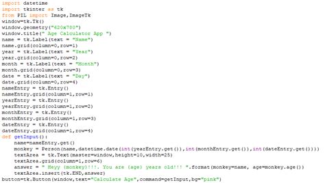 Age Calculator App Code Age Calculator App Calculator App Coding In Python