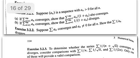solved suppose a n is a sequence with a n 0 for all n