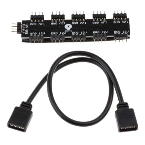 Promo 10 In 1 Computer Case RGB Fan Hub Controller LED Light Splitter 4Pin 12V Diskon 33 Di