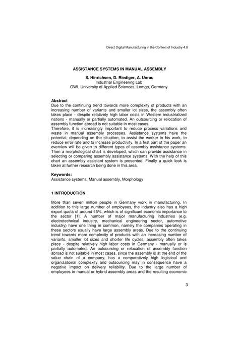 Pdf Assistance Systems In Manual Assembly
