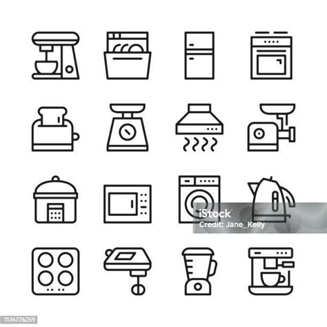주방 가전 라인 아이콘을 설정 합니다 현대 그래픽 디자인 개념 간단한 개요 요소 컬렉션입니다 벡터 선 아이콘 가열장치에 대한