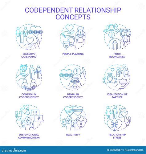 Gradient Icons Representing Codependent Relationship Concept Stock Illustration Illustration