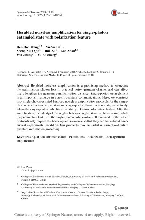 Heralded Noiseless Amplification For Single Photon Entangled State With Polarization Feature