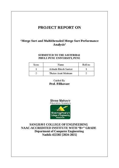Ritesh Daa Minipro Mini Project For Daa Project Report On ‘merge