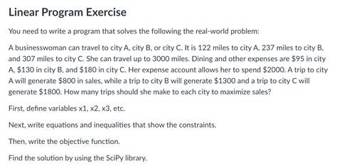 Solved Linear Program Exercise You Need To Write A Program Chegg