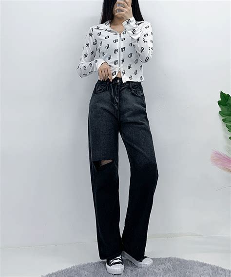 당일발송와이드흑청바지1color 펌킨 워싱 트임 흑청 찢청 와이드 9부 10부 롱 팬츠 바지데님팬츠사계절꾸안꾸봄옷유니크아메카지룩독특한스트릿댄서댄스