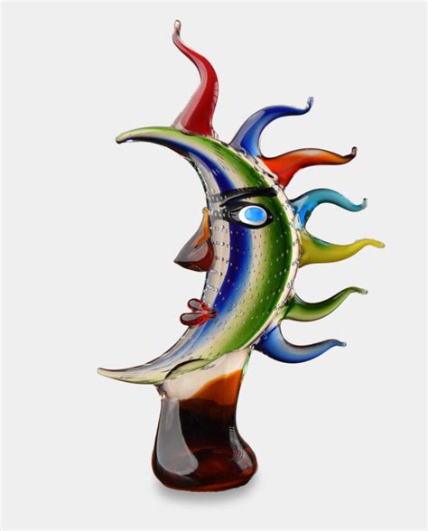 Glass Figurine Murano Style Colorfull Moon
