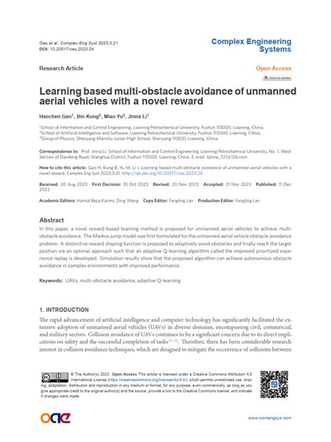 Learning Based Multi Obstacle Avoidance Of Unmanned Pdf Applied Mathematics