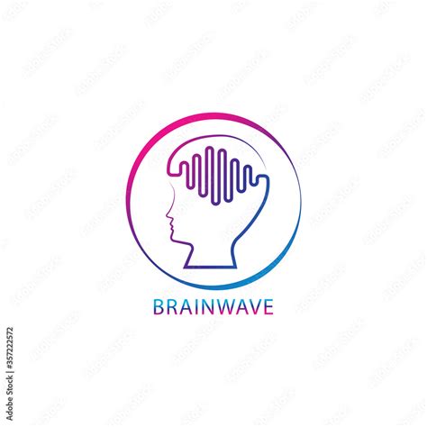 Colorful Brainwave Logo Design Template Outlined People Head With Pulse Signal Wave Logo