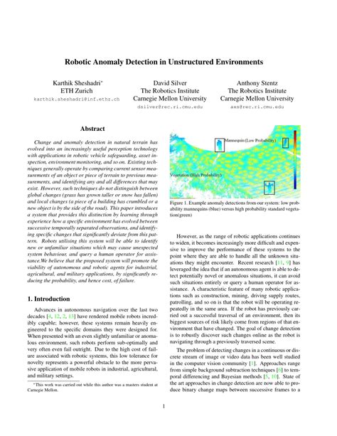 Pdf Robotic Anomaly Detection In Unstructured Environments