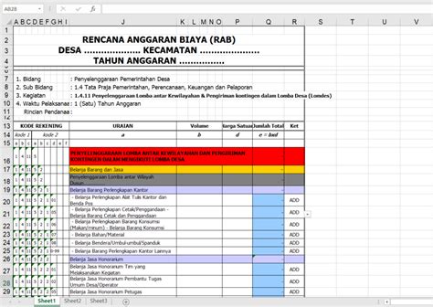 Download Rab Profil Desa Format Excel Penyusunan Pendataan Dan