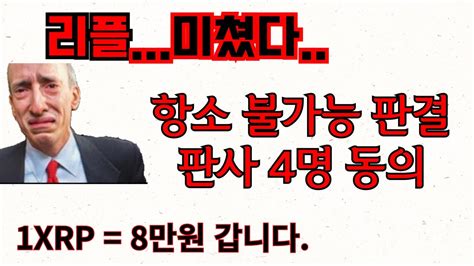 리플 충격 항소 불가능 판결 1xrp 는 8만원 입니다 지금 잘봐요 시간이 없어요 리플 Xrp 리플 Youtube