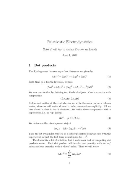 Relativistic Electrodynamics In Four Vector Notation Deriving Maxwell