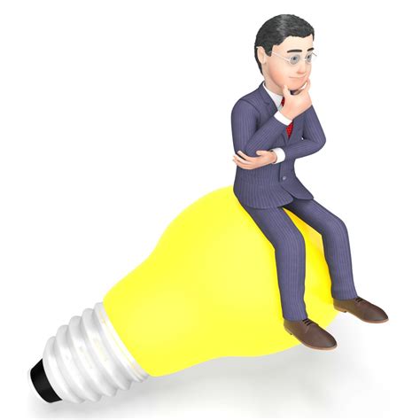 Lightbulb Thinking Indicates Power Source And Character 3d Rende Education Marketing Training