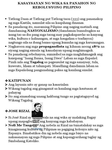 Kasaysayan Ng Wika Sa Panahon Ng Rebolusyong Pilipino Pdf