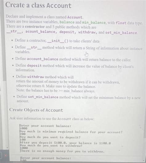 Solved Create A Class Account Eclare And Implement A Class