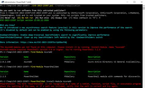Issue Cve 2023 23397 Script Doesnt Recognize Installed Azuread Module · Issue 1595