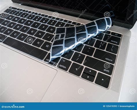 Laptop Keyboard Protected With Keyboard Protector Cover For Laptop Stock Photo Image Of