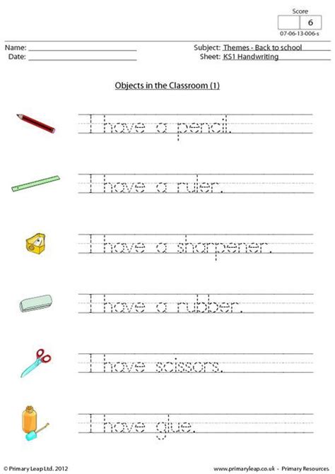 Back To School Objects In The Classroom 1 Spelling And