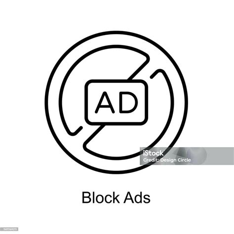 Block Ads Outline Icon Design Illustration Digital Marketing Symbol On White Background Eps 10