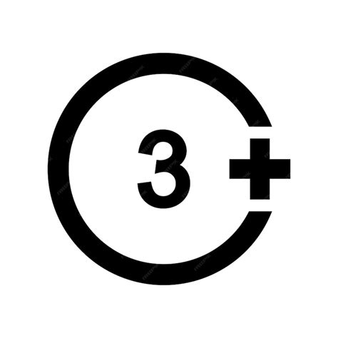 Premium Vector Three Plus Sign Number 3 In Circle Isolated On White Background Age Censor
