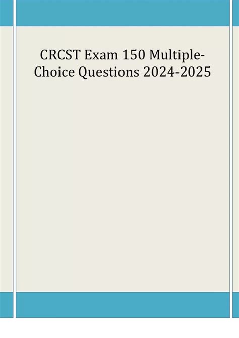 Crcst Exam 150 Multiplechoice Questions Crcst Stuvia Us