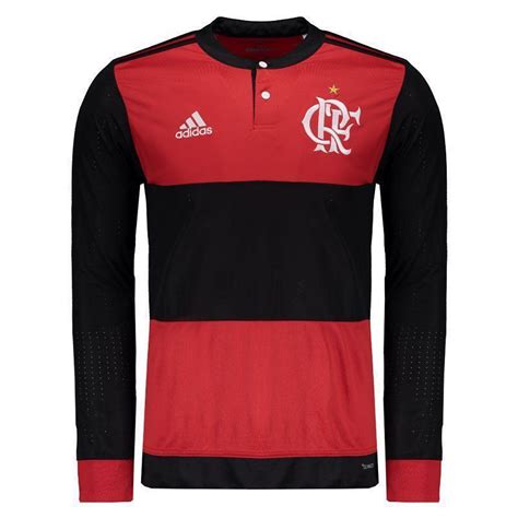 Camisa Adidas Flamengo I 2017 Manga Longa Futfanatics