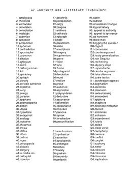 AP Language And Literature Vocabulary List By My Colorful Class TPT