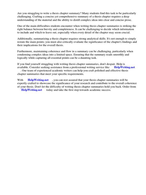 How To Write A Thesis Chapter Summary Pdf Methodology Thesis