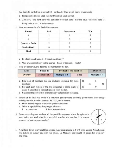 Complement Probability Worksheet With Answers Db Excel Com