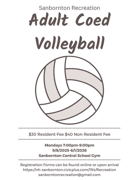 Adult Coed Volleyball 2025 2026 Sanbornton Nh