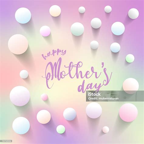 파스텔 컬러 배경과 3d 공을 가진 행복 한 어머니의 날 인사말 0명에 대한 스톡 벡터 아트 및 기타 이미지 0명 공휴일 꽃 식물 Istock