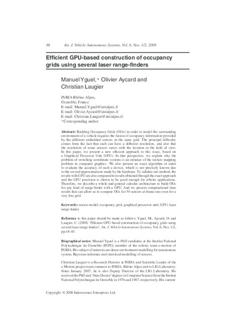 Pdf Efficient Gpu Based Construction Of Occupancy Grids Using Several