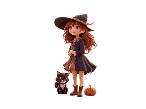 3d Cute Witch Girl Watercolor Vector Svg Graphic By Phoenixvectorarts · Creative Fabrica