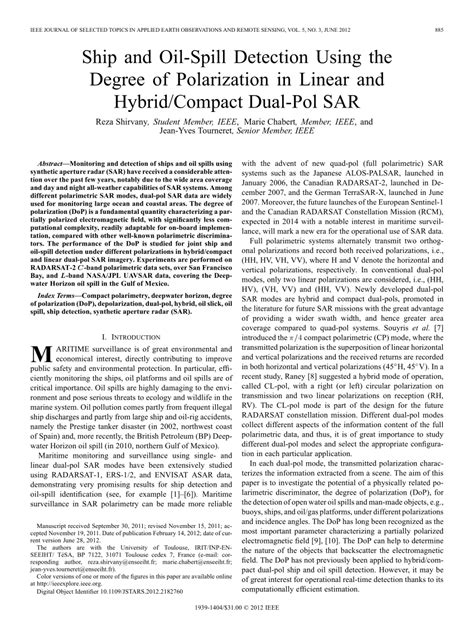 Pdf Ship And Oil Spill Detection Using The Degree Of Polarization In Linear And Hybrid Compact