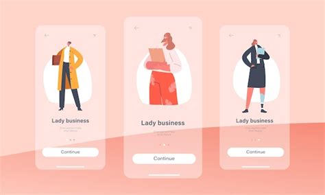 Premium Vector Business Lady Mobile App Page Onboard Screen Template Diverse Business Women
