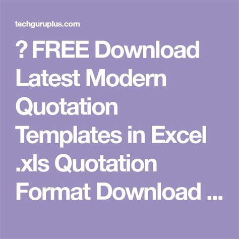FREE Download Latest Modern Quotation Templates In Excel Xls Quotation Format Download For