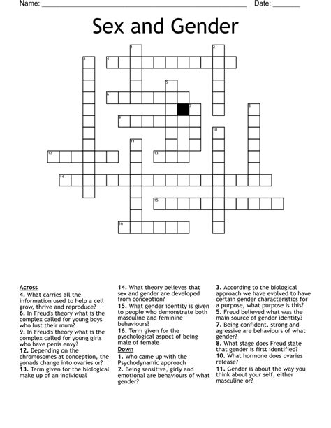 Sex And Gender Crossword Wordmint