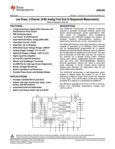 Lead Off Detection Lod Ads1293