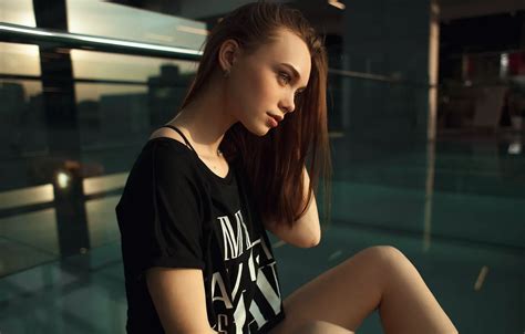 Wallpaper Girl Beauty Lips Hair Look T Shirt For Mobile And