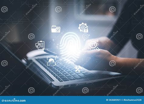 Hand Touch Fingerprint With Virtual Global With Cyber Security Login User Identification