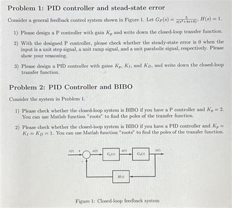 Solved Problem PID Controller And Stead State Error Chegg Com